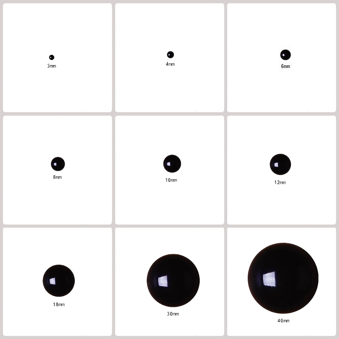 Black Round Eyes, Flatback Domed No Pupil Button, Plush Animals Eye ...