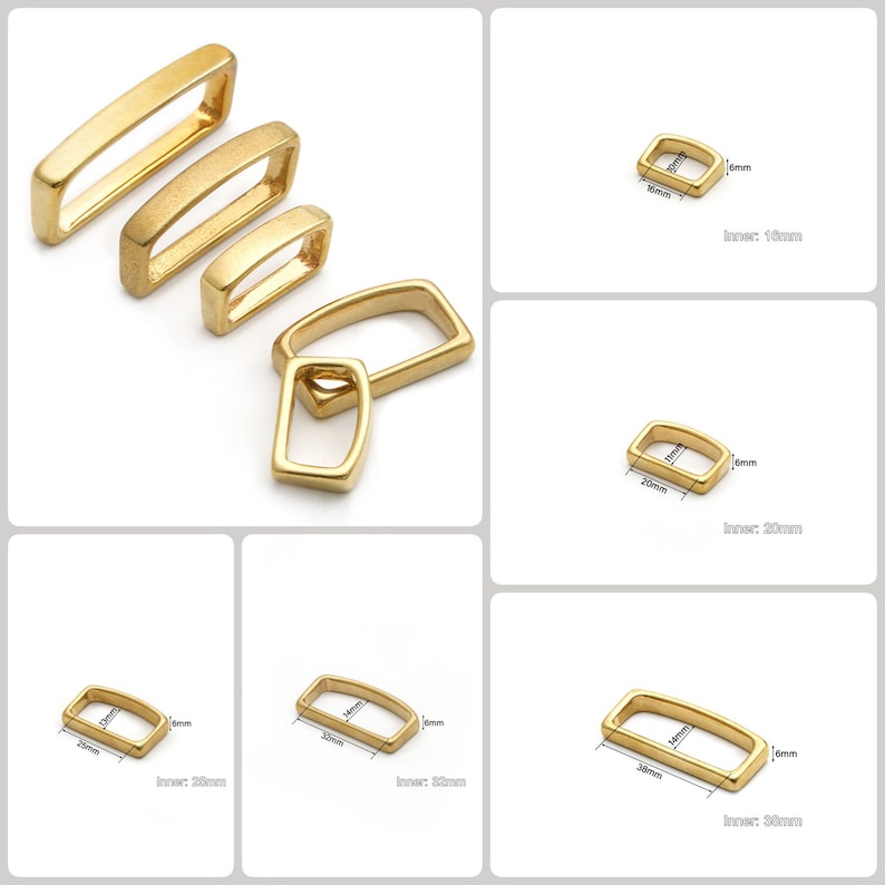 Solid Brass Belt Loop, Metal Belt Fastener Closure, Rectangle Belt D ...