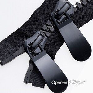 27"-59" Strong Large Molded Plastic Zipper, Black Chunky Zipper With 2 ...