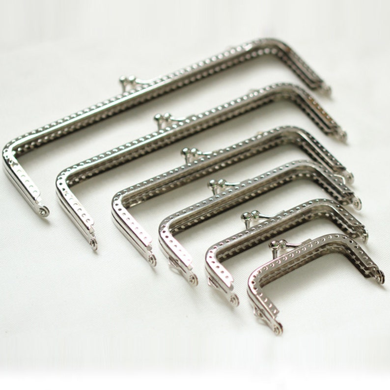 Kiss Lock Purse Frame, Vintage Silver Metal Purse Frame, Rectangular ...