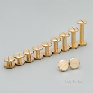 Solid Brass Screw Rivets Leather Fastener Studs, Thick & Sturdy 8/10mm ...