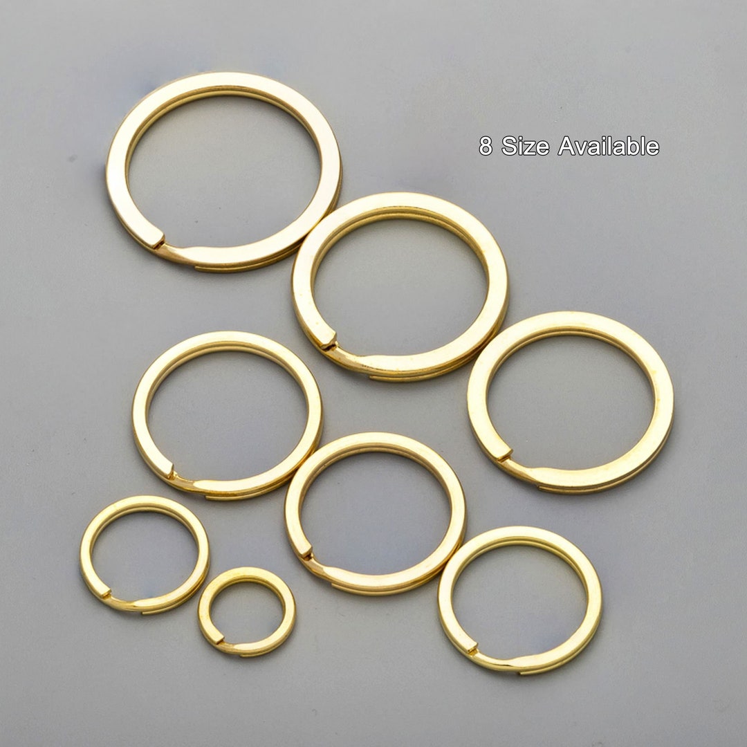Thick Key Ring Supplies, Solid Brass Flat Split Keyring, Round Key Chain Connecter, Circle Loop ...