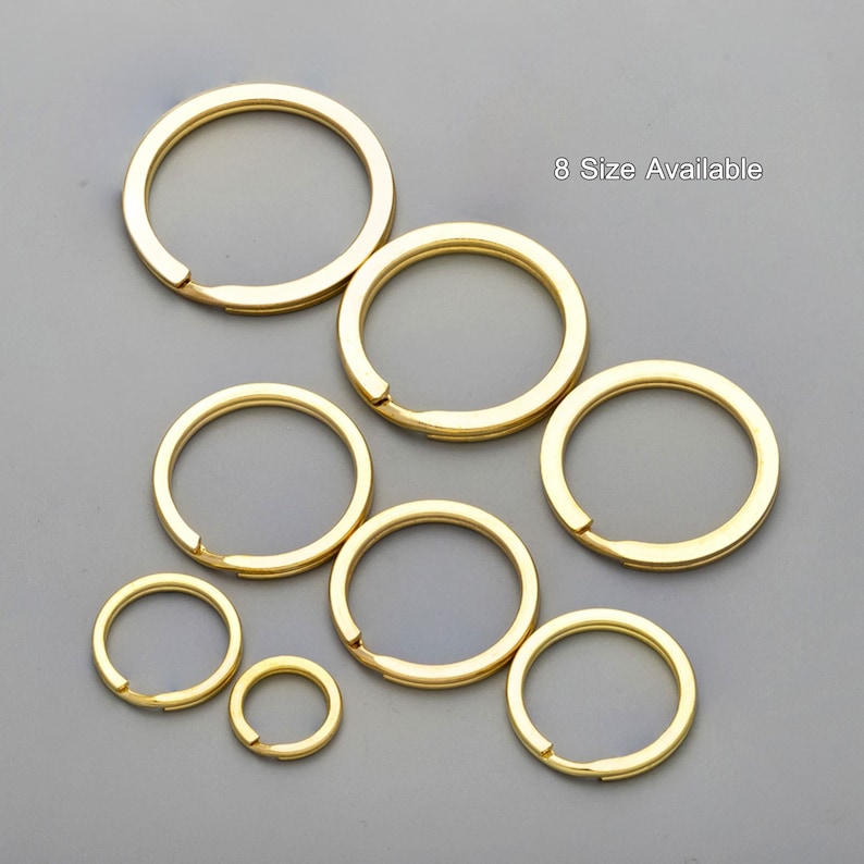Thick Key Ring Supplies, Solid Brass Flat Split Keyring, Round Key ...