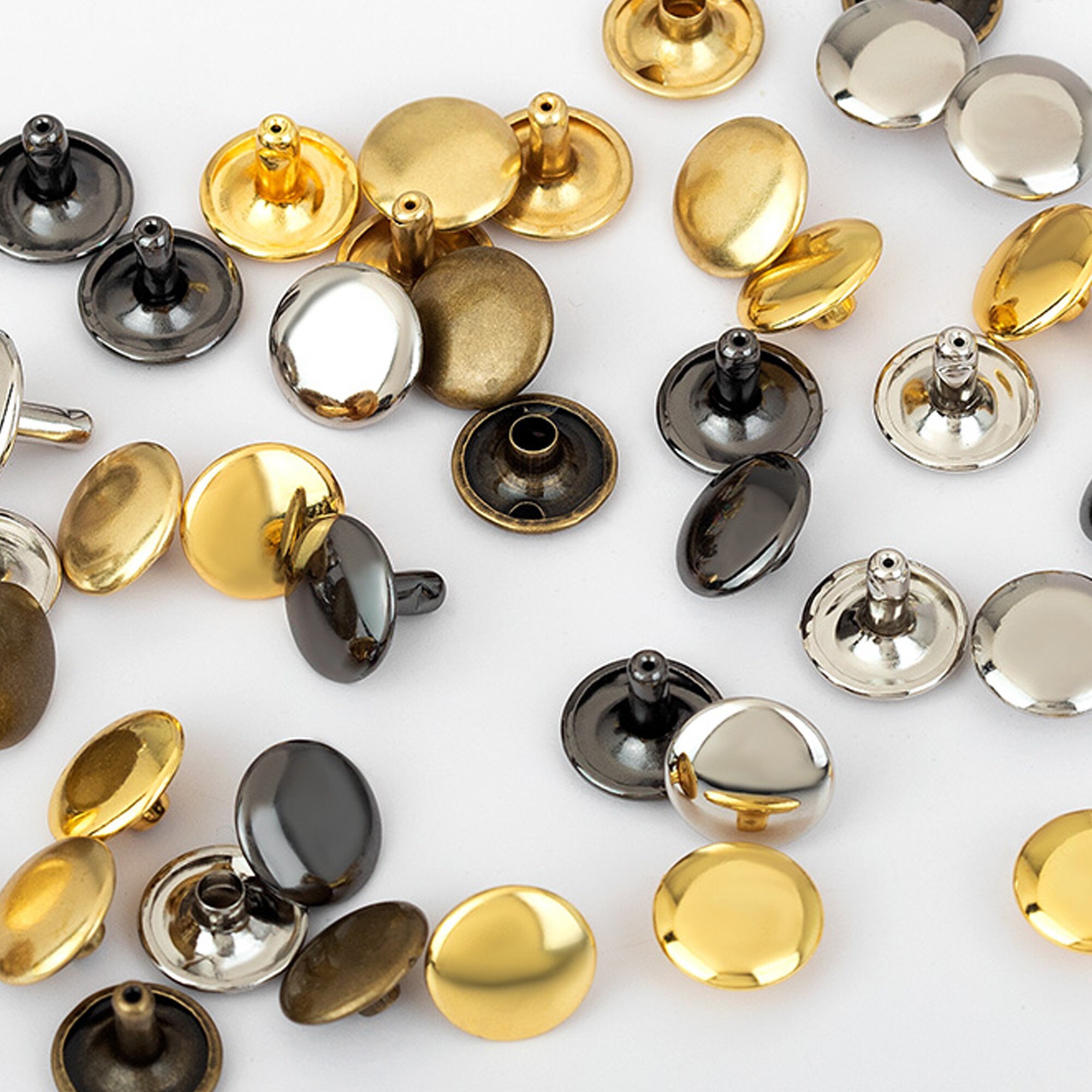 Double Cap Rivets, Round Rivet Fastener for Leather Craft, Brass Rivet ...