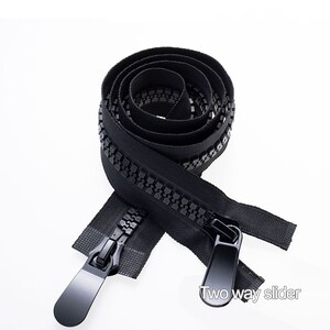 27"-59" Strong Large Molded Plastic Zipper, Black Chunky Zipper With 2 ...