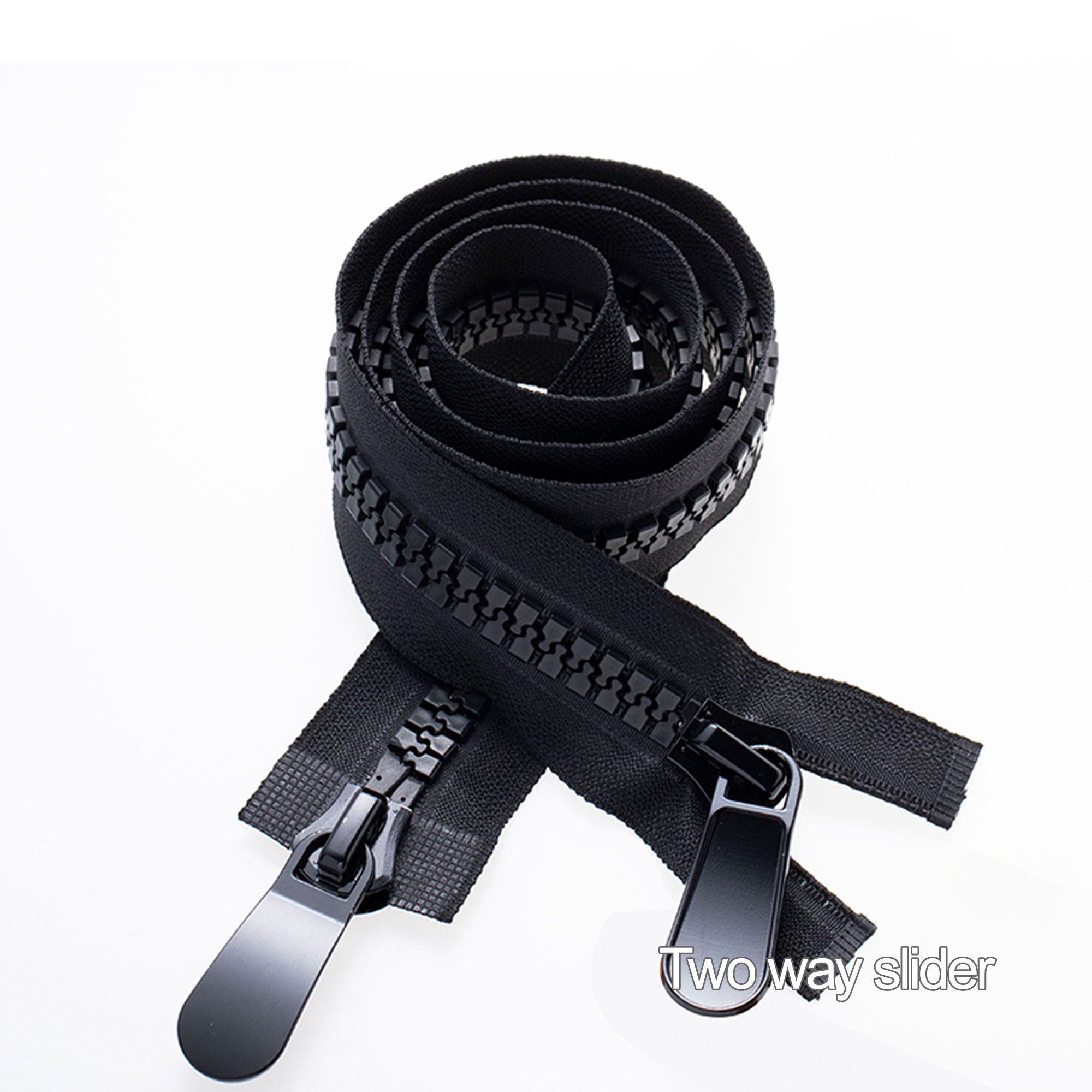 27"-59" Strong Large Molded Plastic Zipper, Black Chunky Zipper With 2 ...
