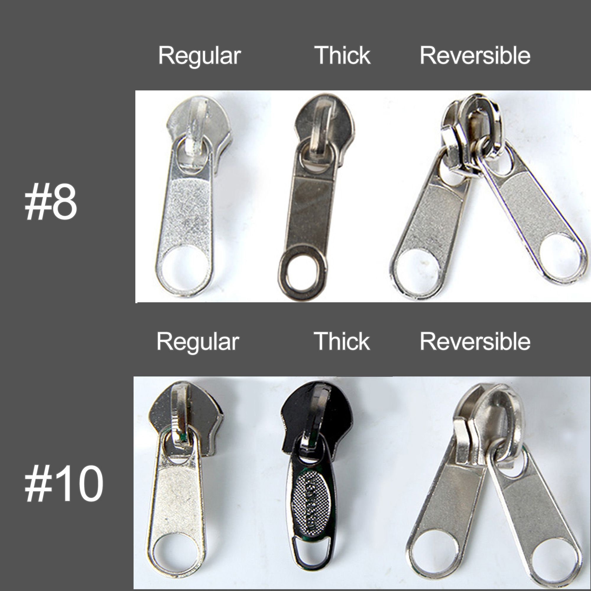 Metal Zipper Slider Pull Puller Head for #8 #10 Coil Zipper, Zipper ...