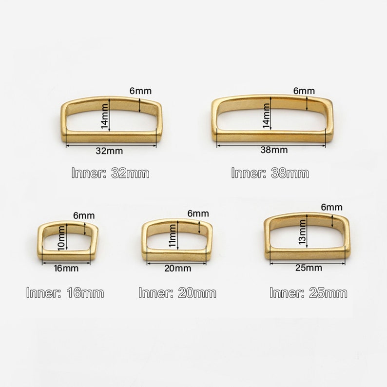 Solid Brass Belt Loop, Metal Belt Fastener Closure, Rectangle Belt D ...