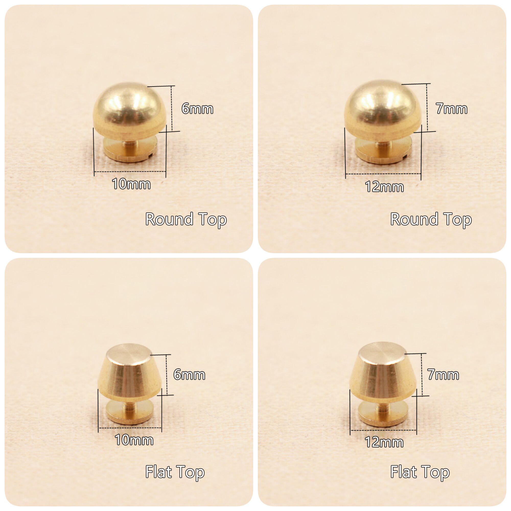 Rivets and Studs for Bag Feet, Solid Brass Screwed Stud, Chicago Screw ...