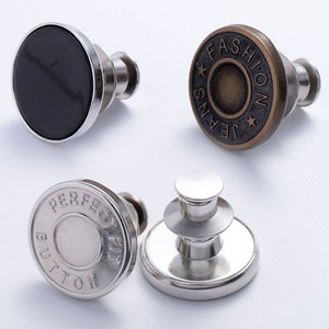 Jean Button Replacement, Reusable Metal Jeans Tacks, No-sew Removable ...