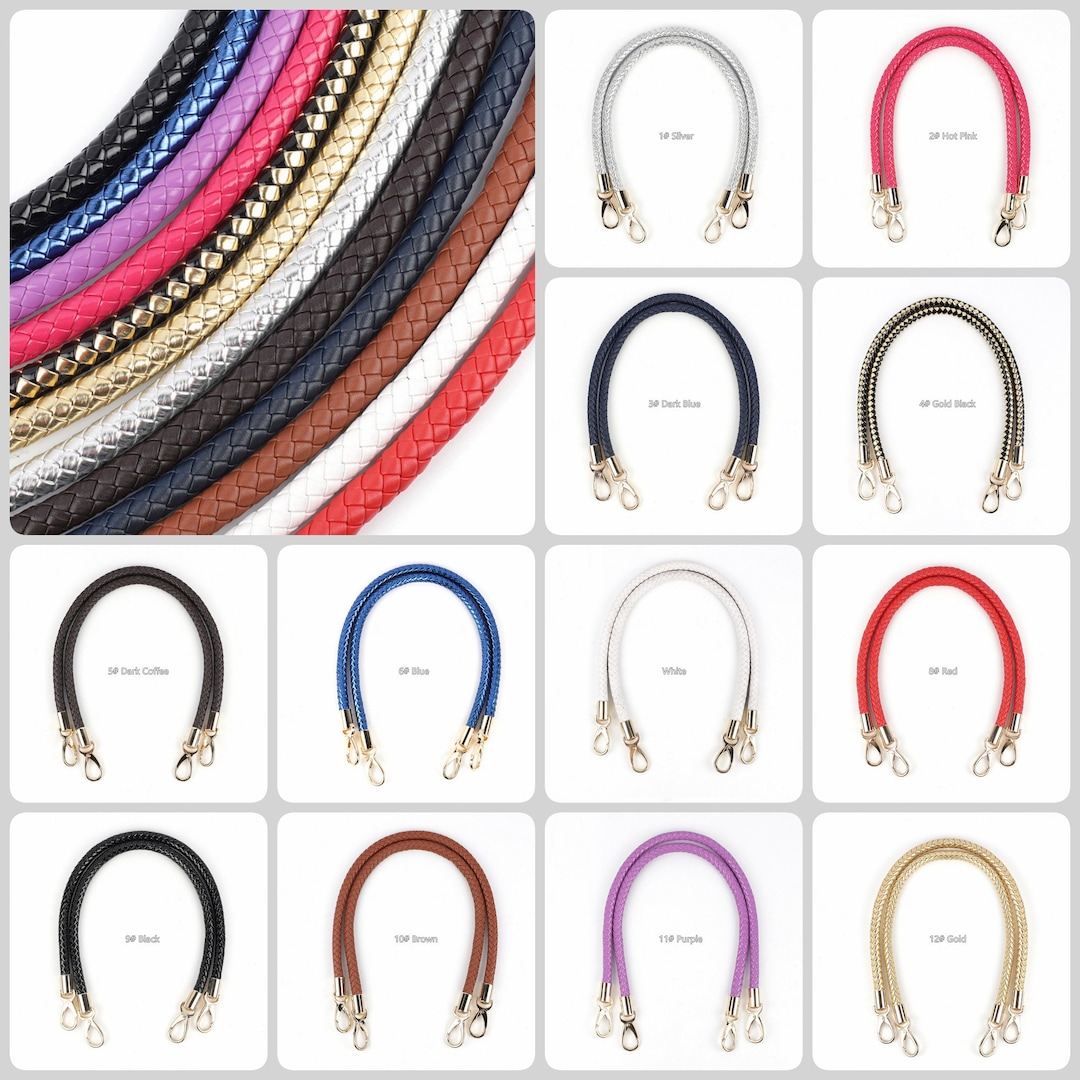 Braided Leather Handle Strap, Handbag Handle With Golden Hook, Faux PU ...