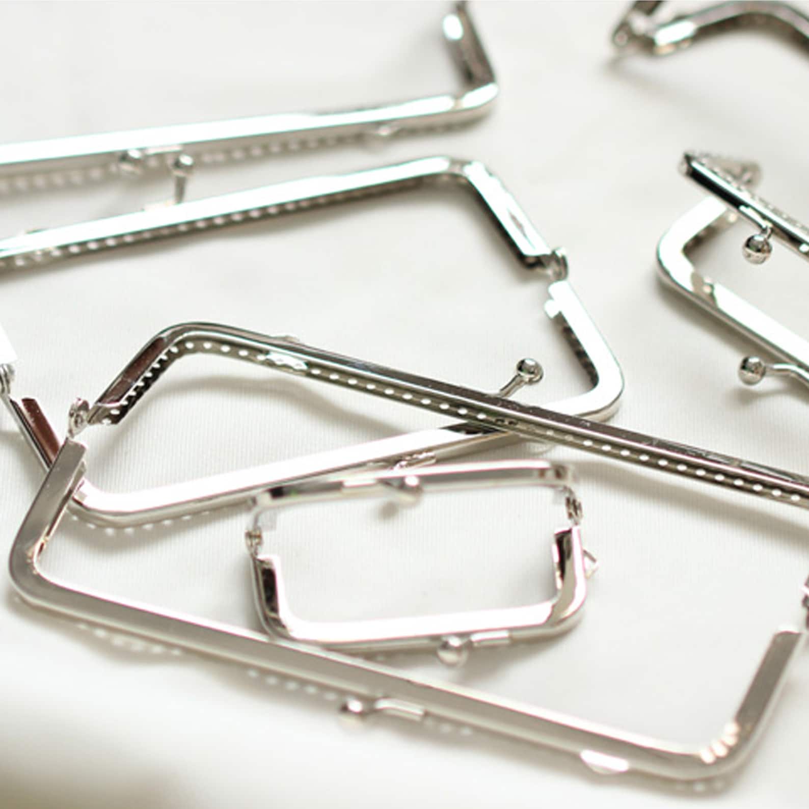 Rectangular Purse Frame, Clutch Bag Coin Purse Frame, Silver Tone Kiss ...