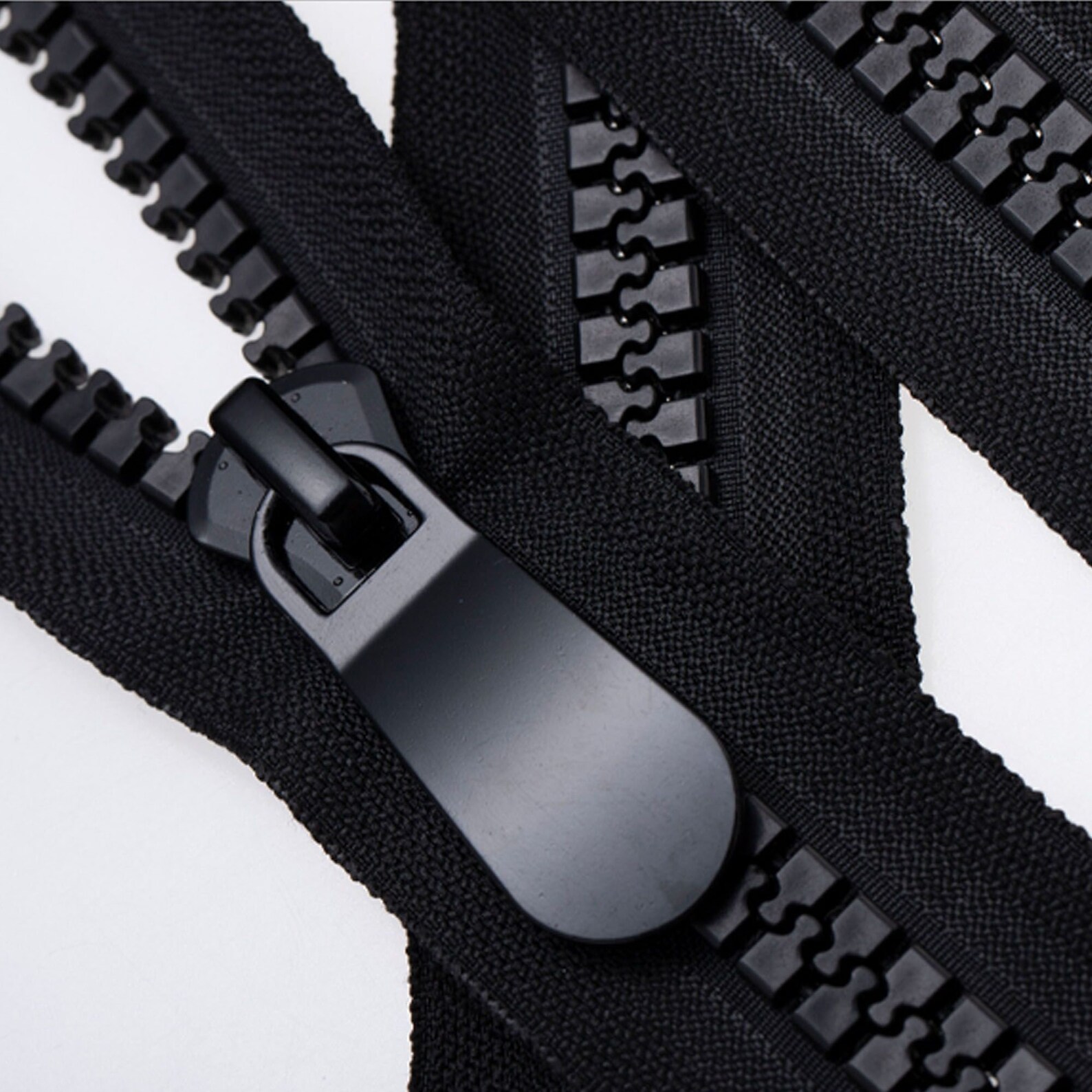 27"-59" Strong Large Molded Plastic Zipper, Black Chunky Zipper With 2 ...