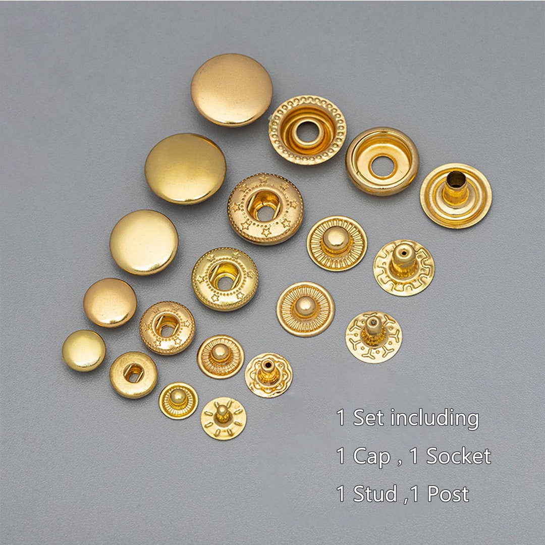 Metal Snap Buttons Fasteners, Raw Brass Rivet Poppers Snap Closure ...