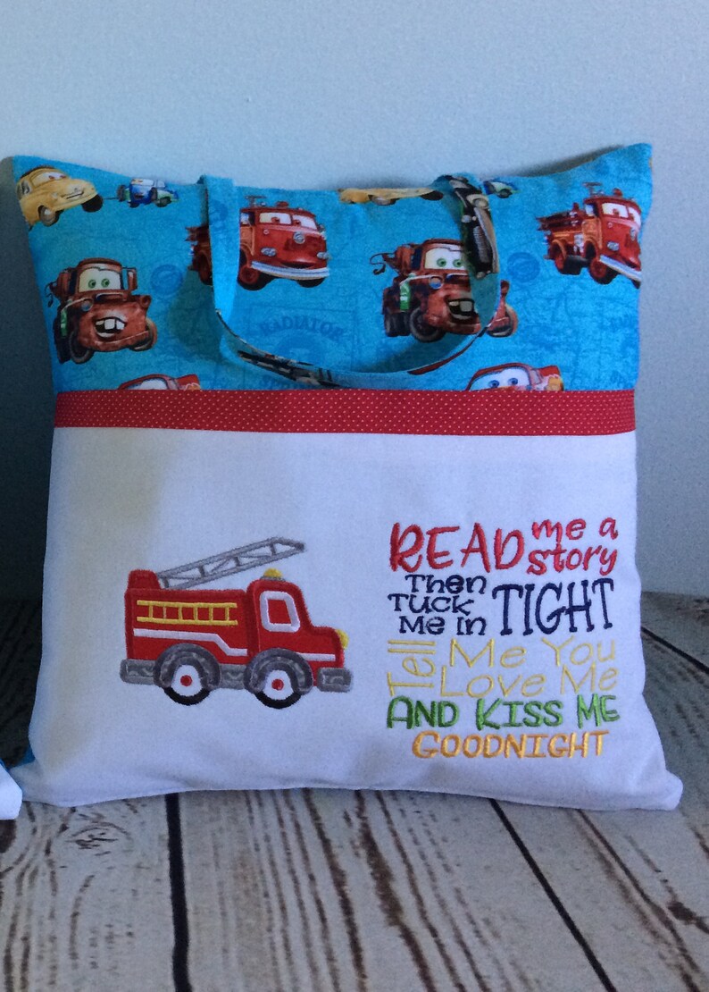Fire Engine Reading Pillow Embroidered Fire Engine Readig | Etsy