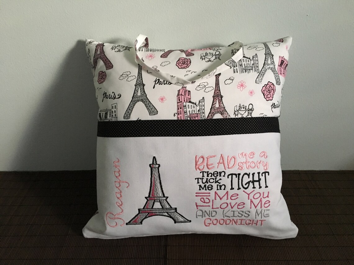 Embroidered Reading Pillow Reading Pillow Paris Reading | Etsy