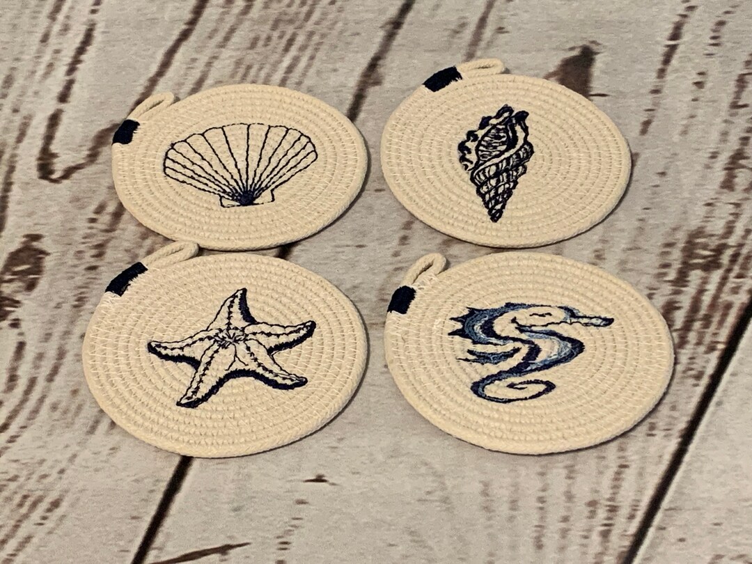 Embroidered Rope Coasters, Rope Coasters, Rope Coaster Sets, Rope ...