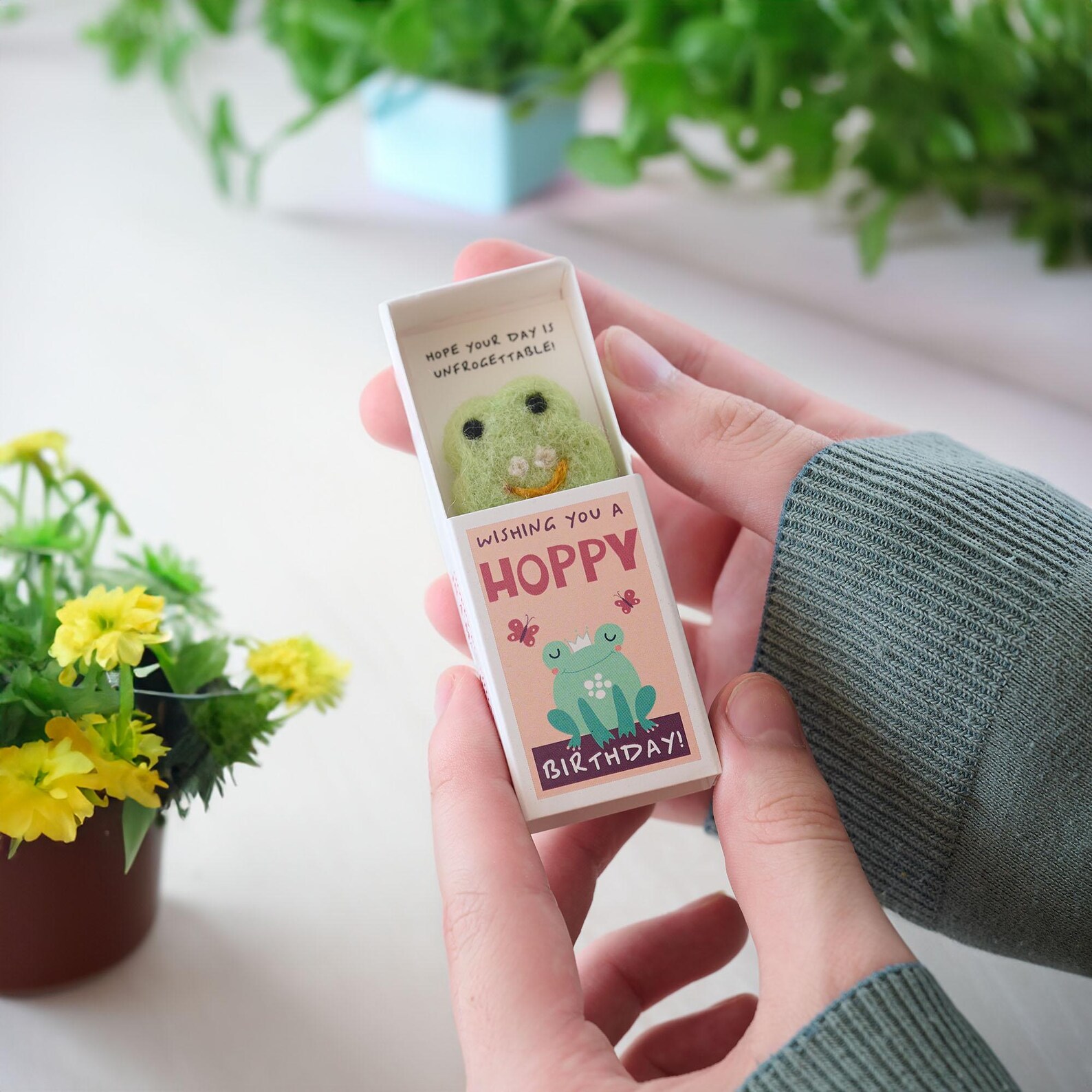 Wool Felt Frog Gift, Toadally Matchbox, Best Friend Card - Etsy