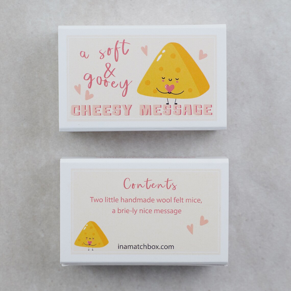 Cheesy Message Wool Felt Mice in A Matchbox, Valentine's Gift ...