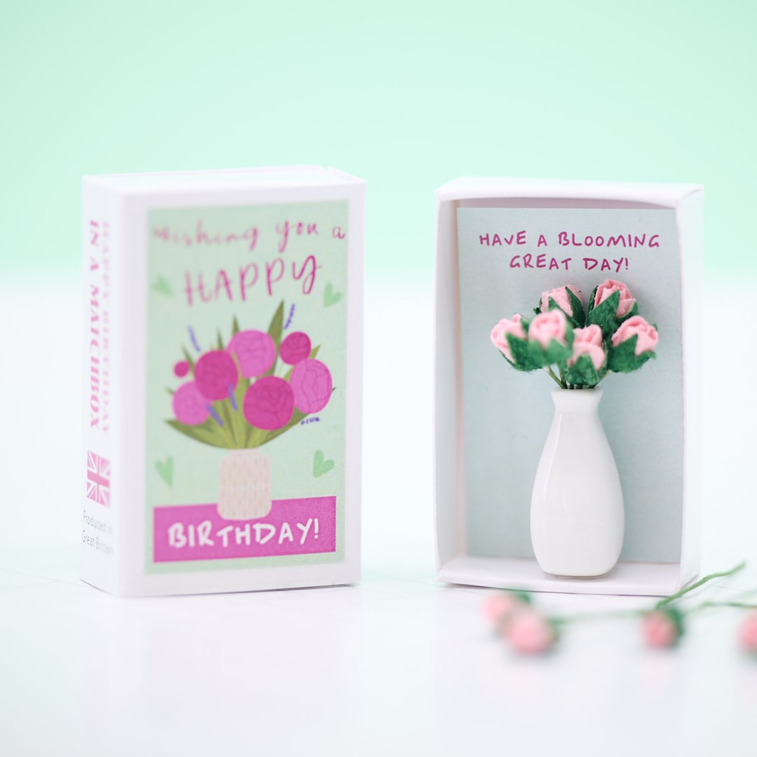 Matchbox Birthday Gift, Miniature Paper Roses, Keepsake Card - Etsy