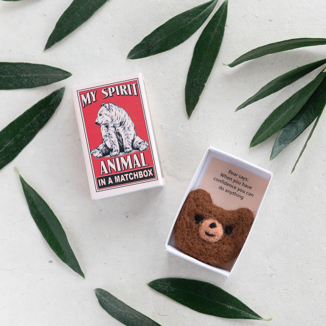 Handmade Wool Felt Bear Spirit Animal in A Matchbox, Best Friend Gift ...