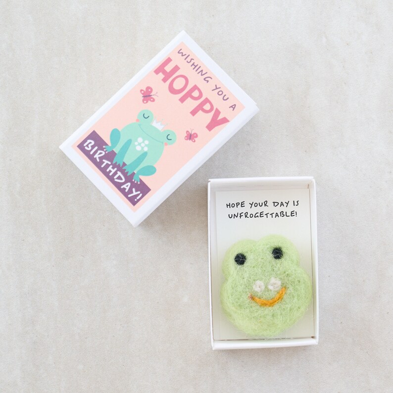 Happy Birthday Wool Felt Animal in A Matchbox - Etsy