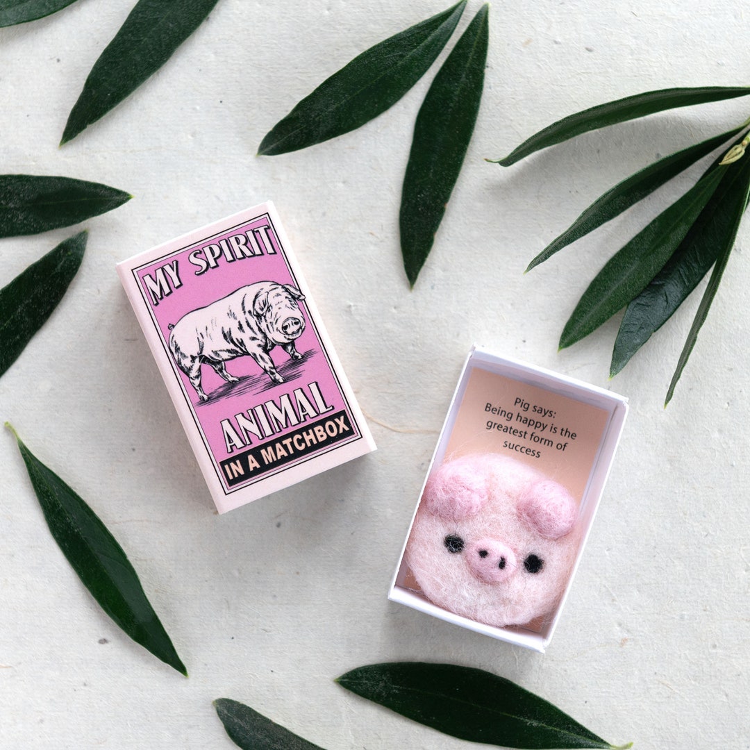 Handmade Wool Felt Pig Spirit Animal Gift in A Matchbox, Best Friend ...