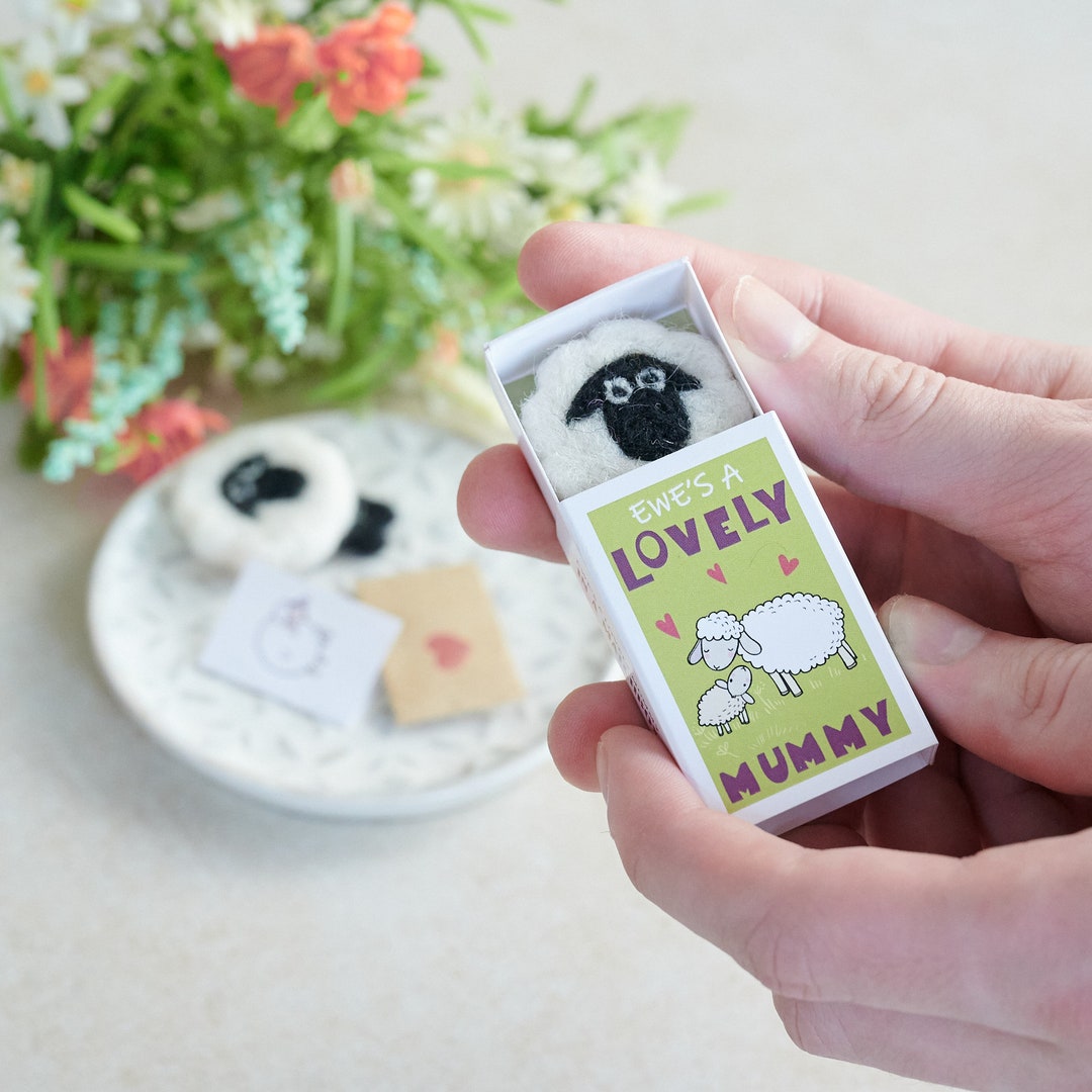 Ewe's Lovely Mum Wool Felt Sheep in A Matchbox (one Lamb), Gift for Mum ...