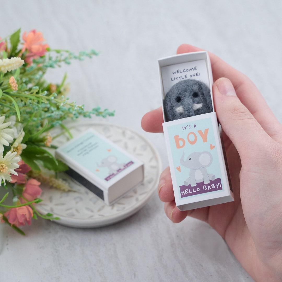 Wool Felt Elephant in Matchbox: Baby Boy Gift - Etsy