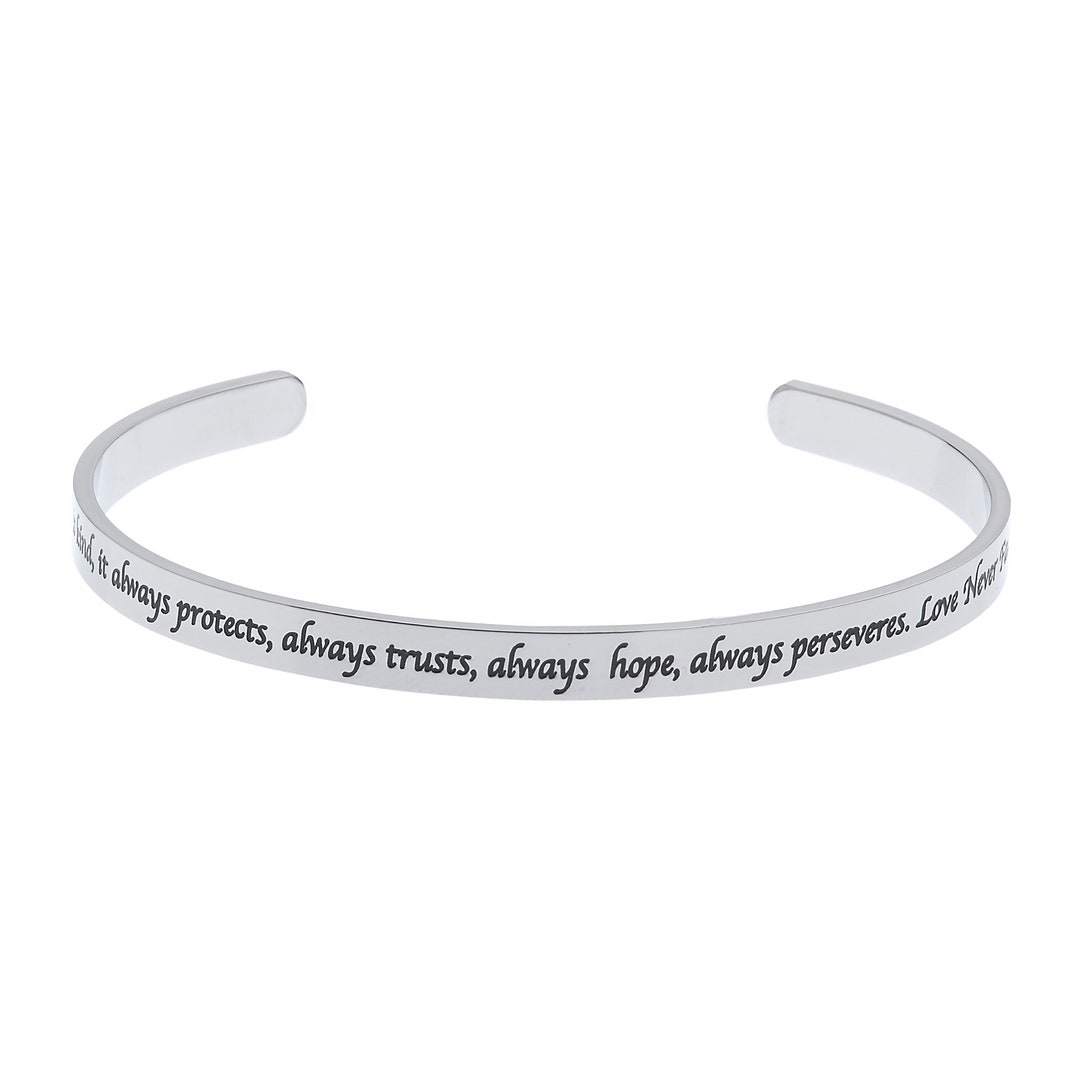 Inspirational Bracelet- Love is Patient, Love is Kind 1 Corinthians 13: ...