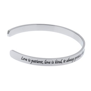 Inspirational Bracelet- Love is Patient, Love is Kind 1 Corinthians 13: ...
