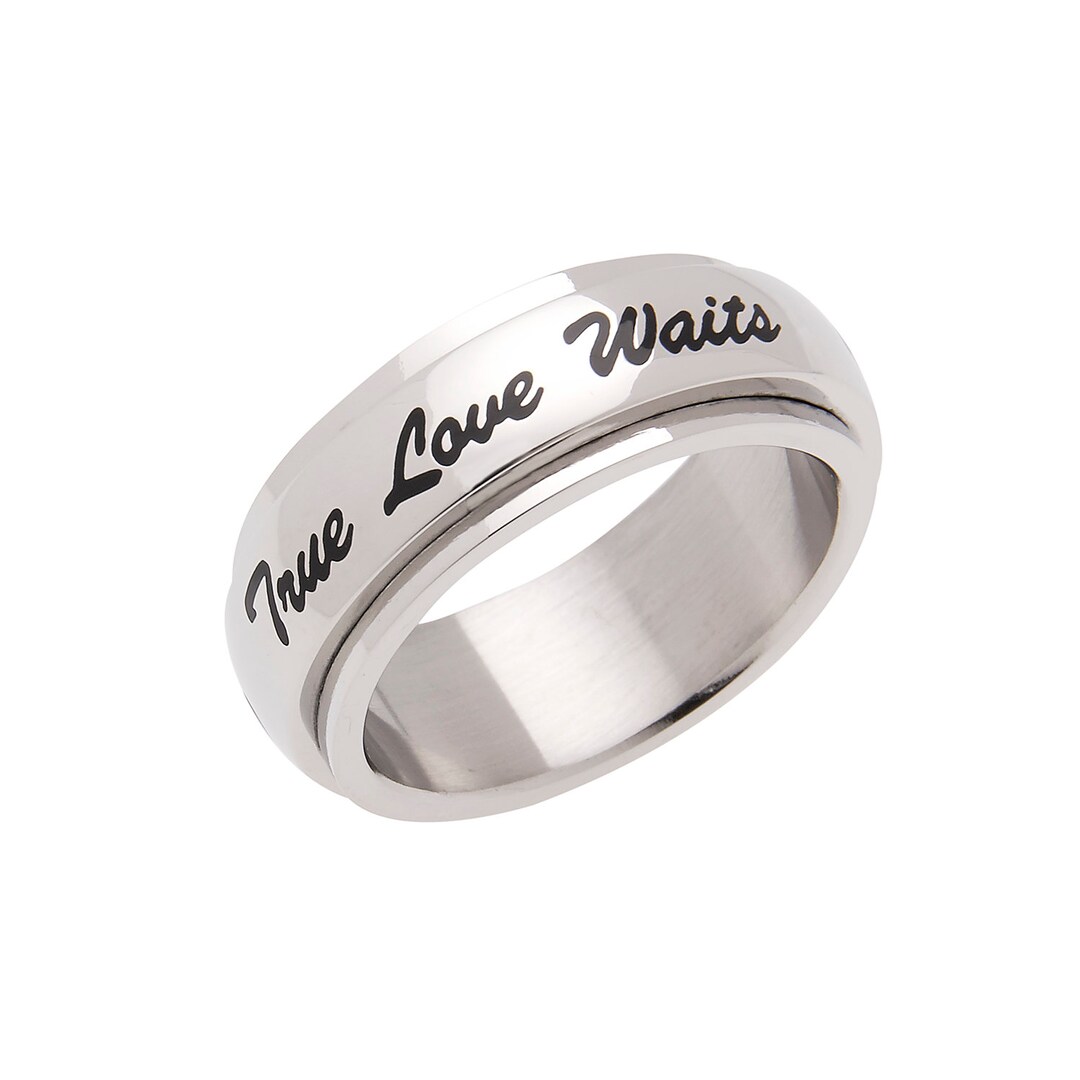 7mm Stainless Steel Women's Girls Spinner Ring - True Love Waits Purity ...
