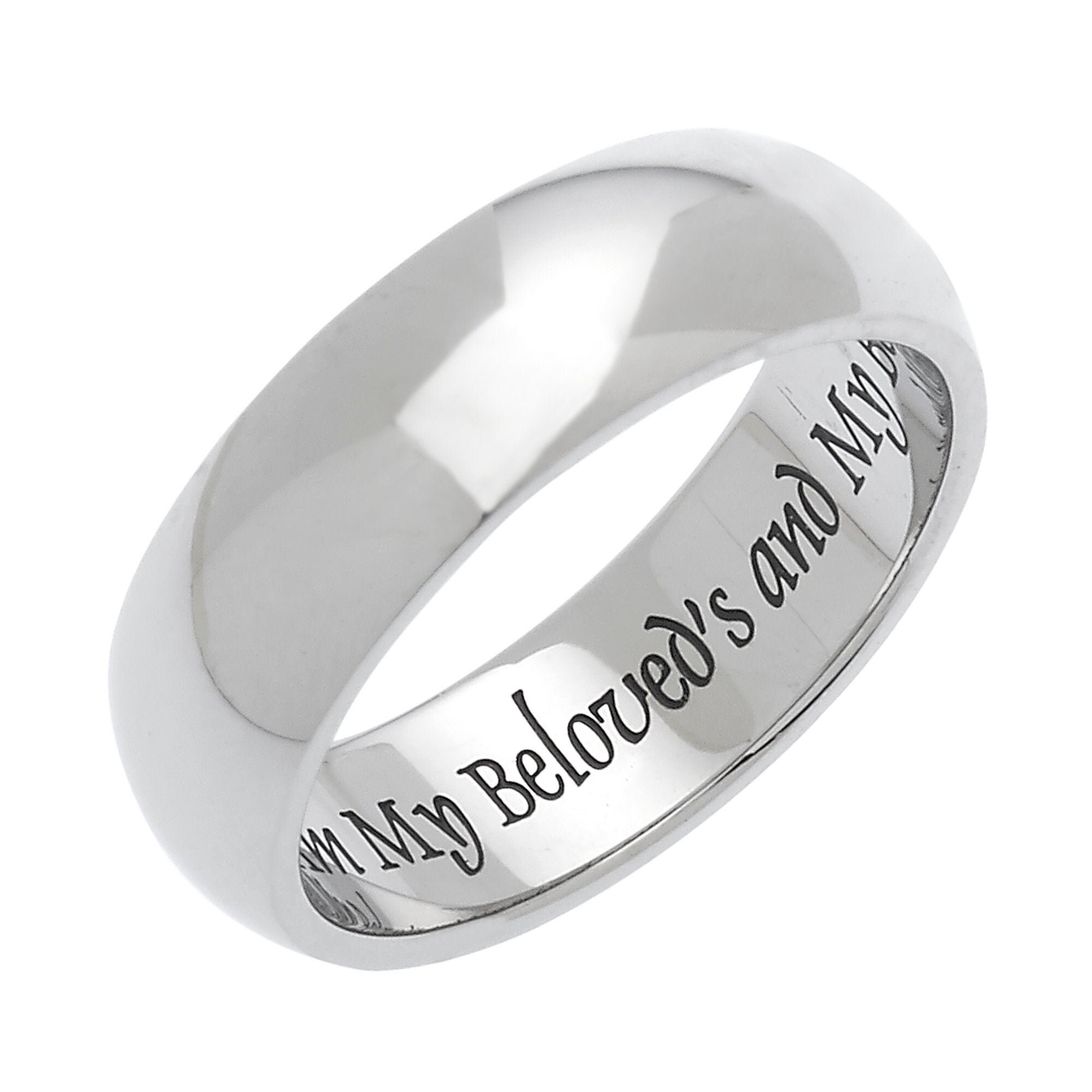 7mm Stainless Steel Men Women Wedding Rings - I Am My Beloved's and My ...