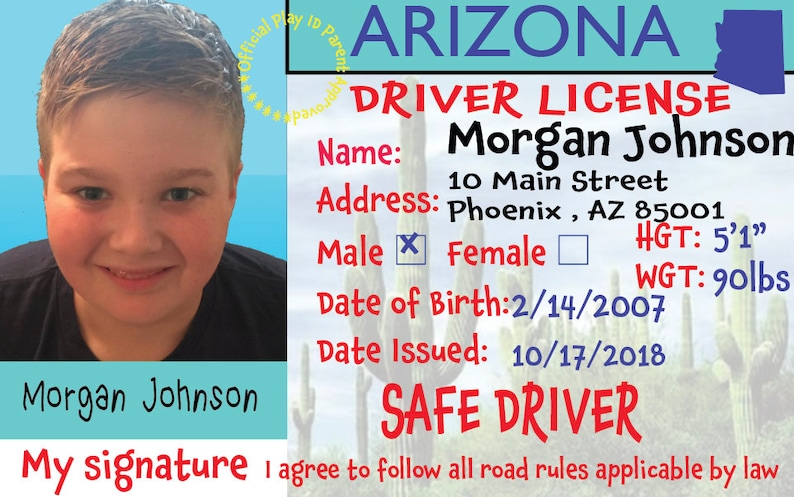 Childrens pretend drivers license for kids - westernpna