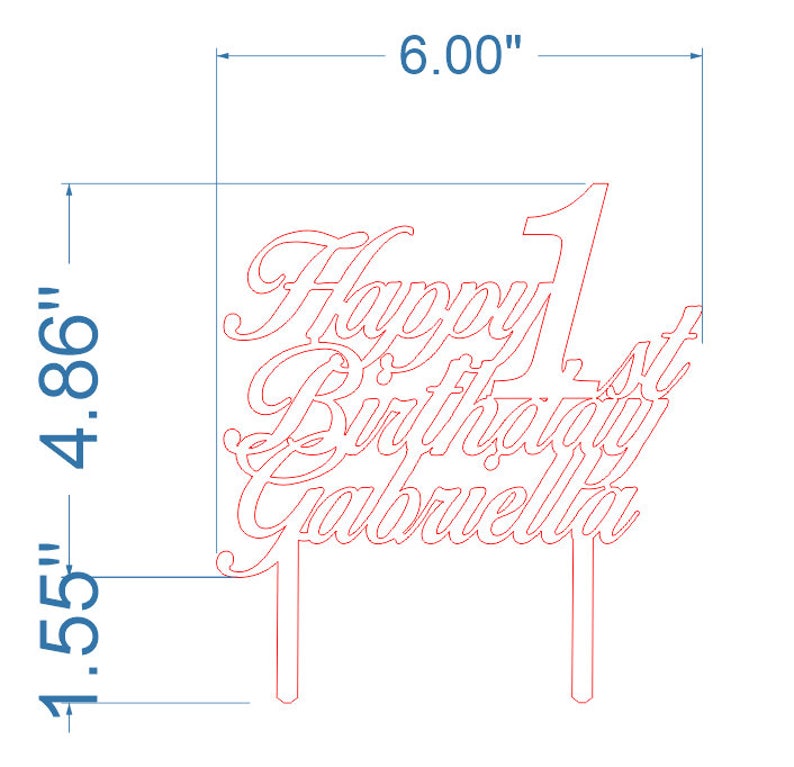 Happy 1st Birthday Cake Topper, Personalized Birthday Cake Topper ...