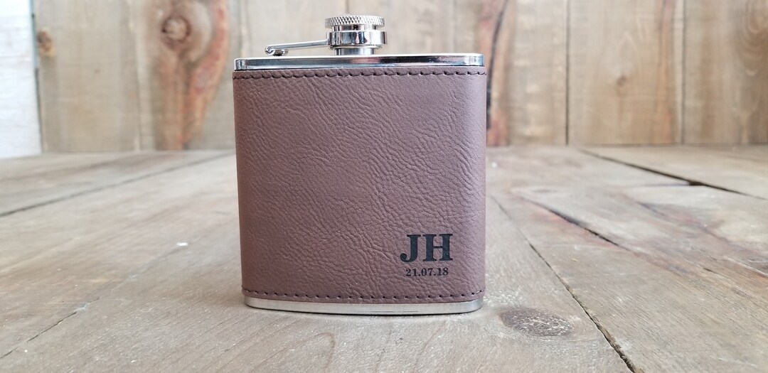 Personalized Flasks With Initials for Groomsmen | Leather Groomsmen ...