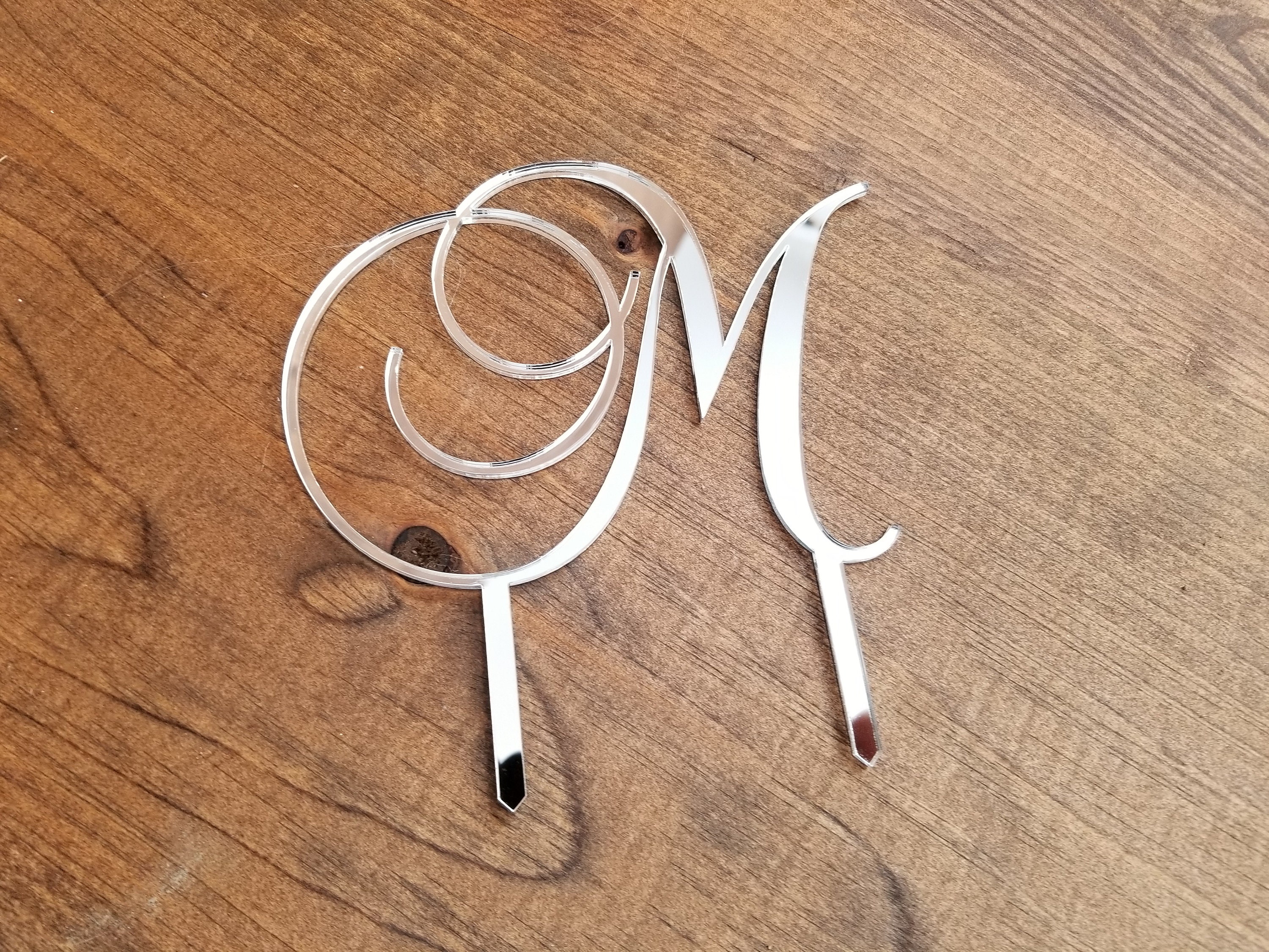 Silver Acrylic Cursive Letter Wedding Cake Topper Mirrored - Etsy Canada