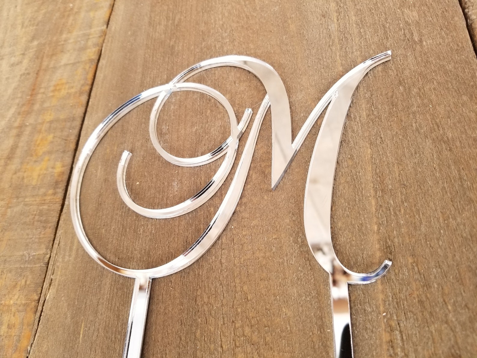 Silver Acrylic Cursive Letter Wedding Cake Topper Mirrored - Etsy Canada