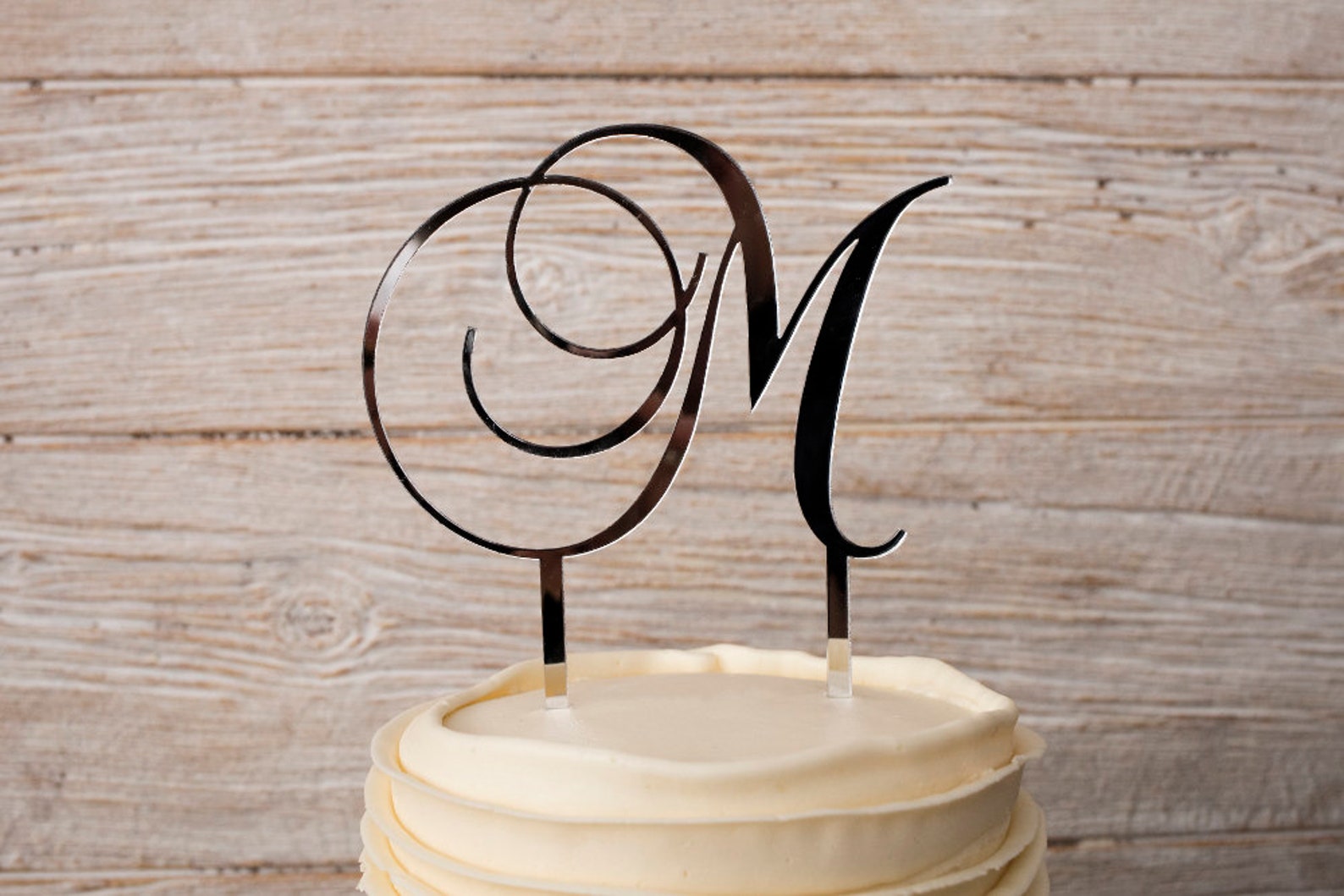 Silver Acrylic Cursive Letter Wedding Cake Topper Mirrored - Etsy Canada