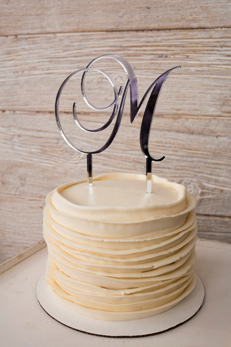 Silver Acrylic Cursive Letter Wedding Cake Topper Mirrored - Etsy Canada