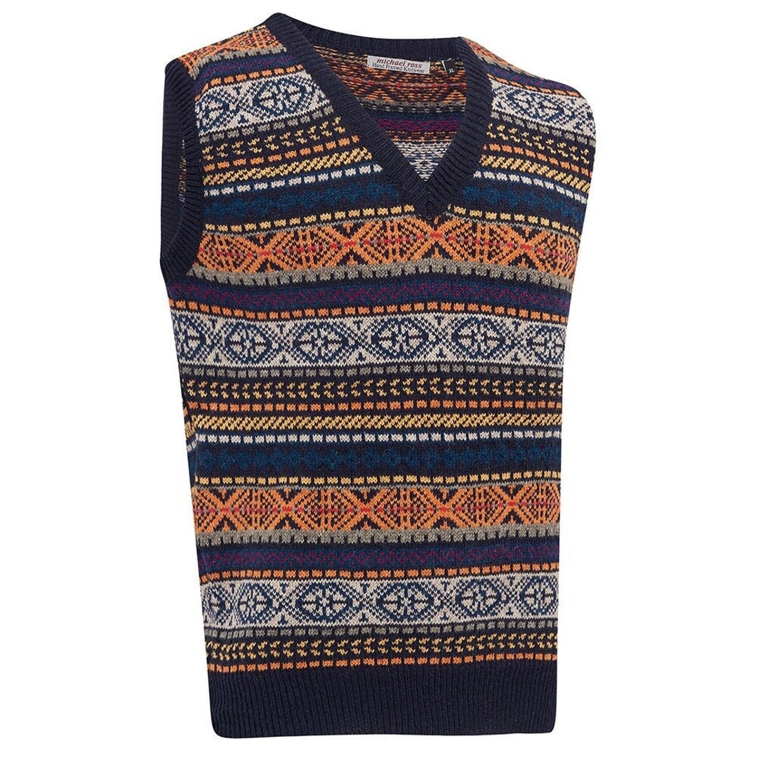 Fisherman Fair Isle Slip Over 0099-2747-F09 Navy - Etsy