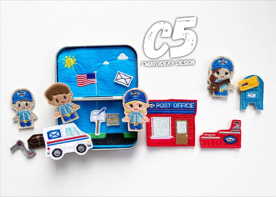 ITH Digital Embroidery Design - Postal Service Tin Set - Felties - Etsy