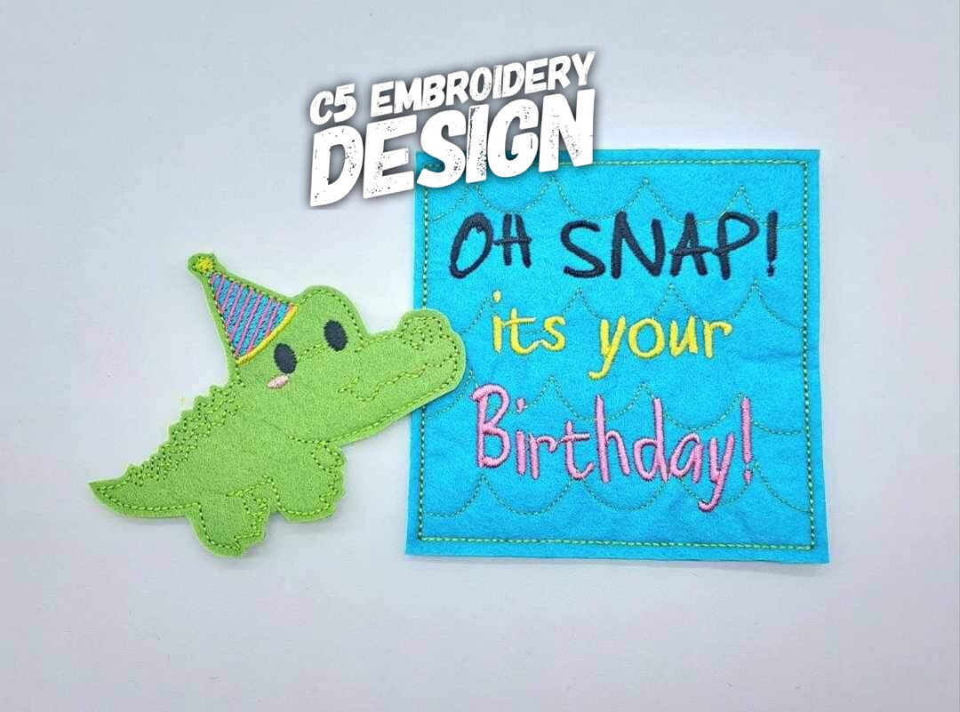 ITH Digital Embroidery Design - Alligator Birthday Card and Finger ...
