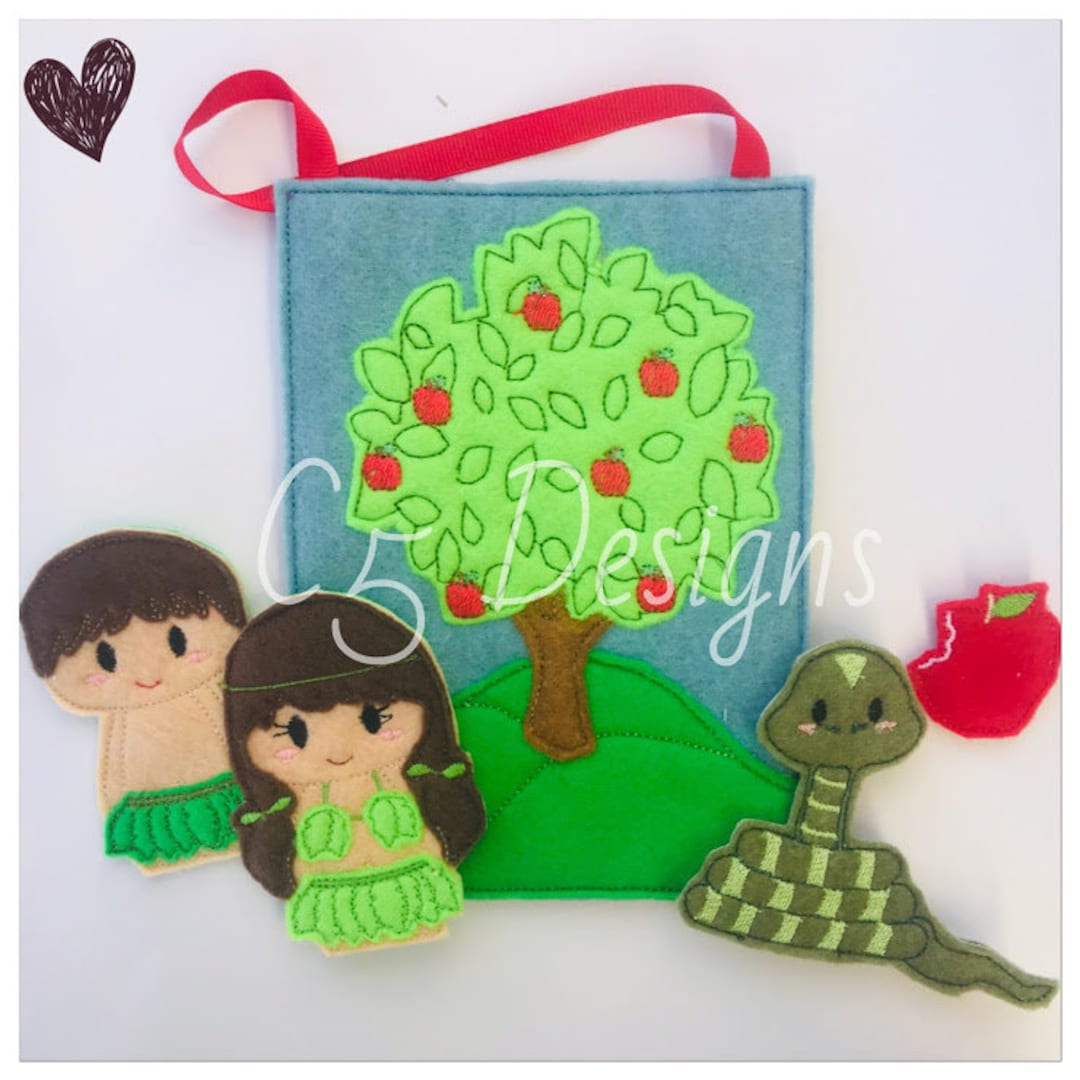 ITH Digital Embroidery Design Adam and Eve Finger Puppet Set With Busy ...