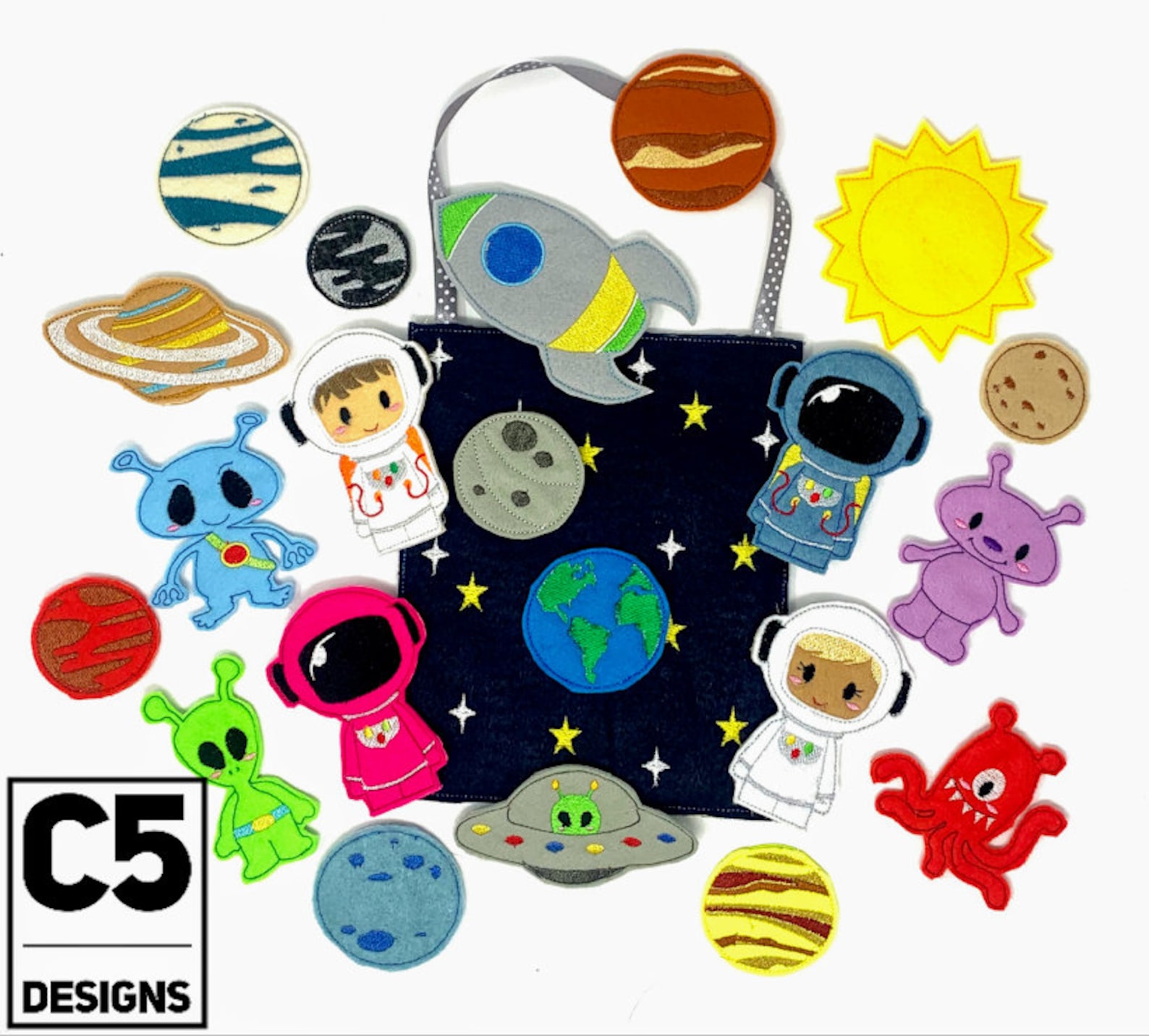 ITH Digital Embroidery Design Space Planet Finger Puppet Set - Etsy