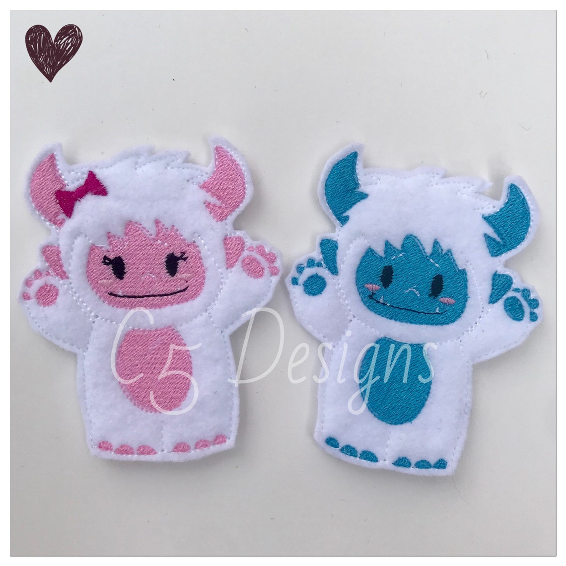 ITH Digital Embroidery Design Yeti Finger Puppet Set 4X4 | Etsy