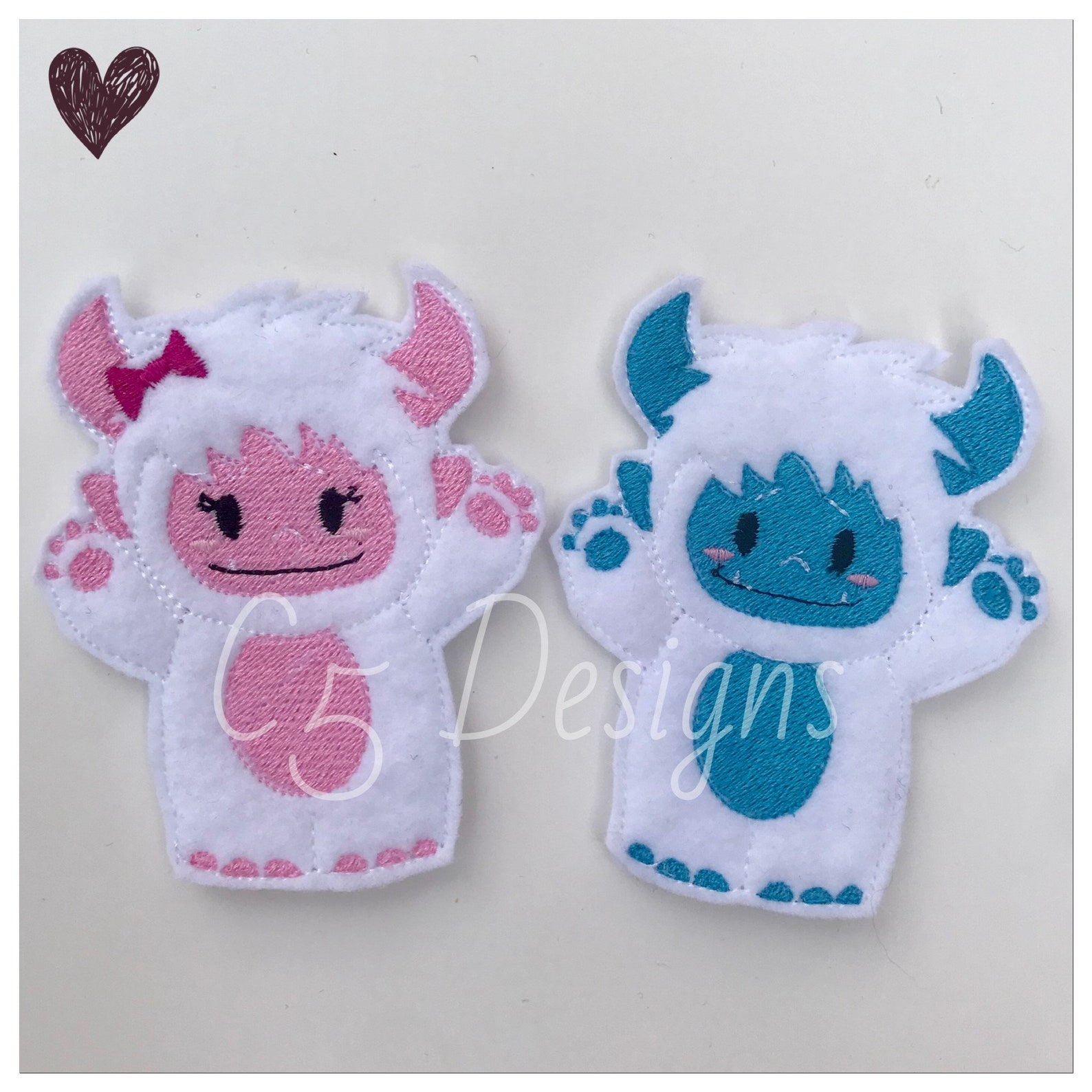 ITH Digital Embroidery Design Yeti Finger Puppet Set 4X4 | Etsy