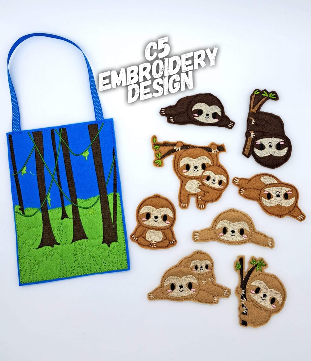 ITH Digital Embroidery Design - Sloth Finger Puppet Set - 4X4 Hoops and ...