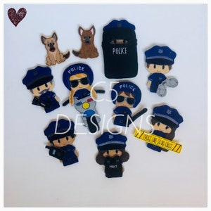 ITH Digital Embroidery Design - Police Officer Finger Puppet Set - 4X4 ...