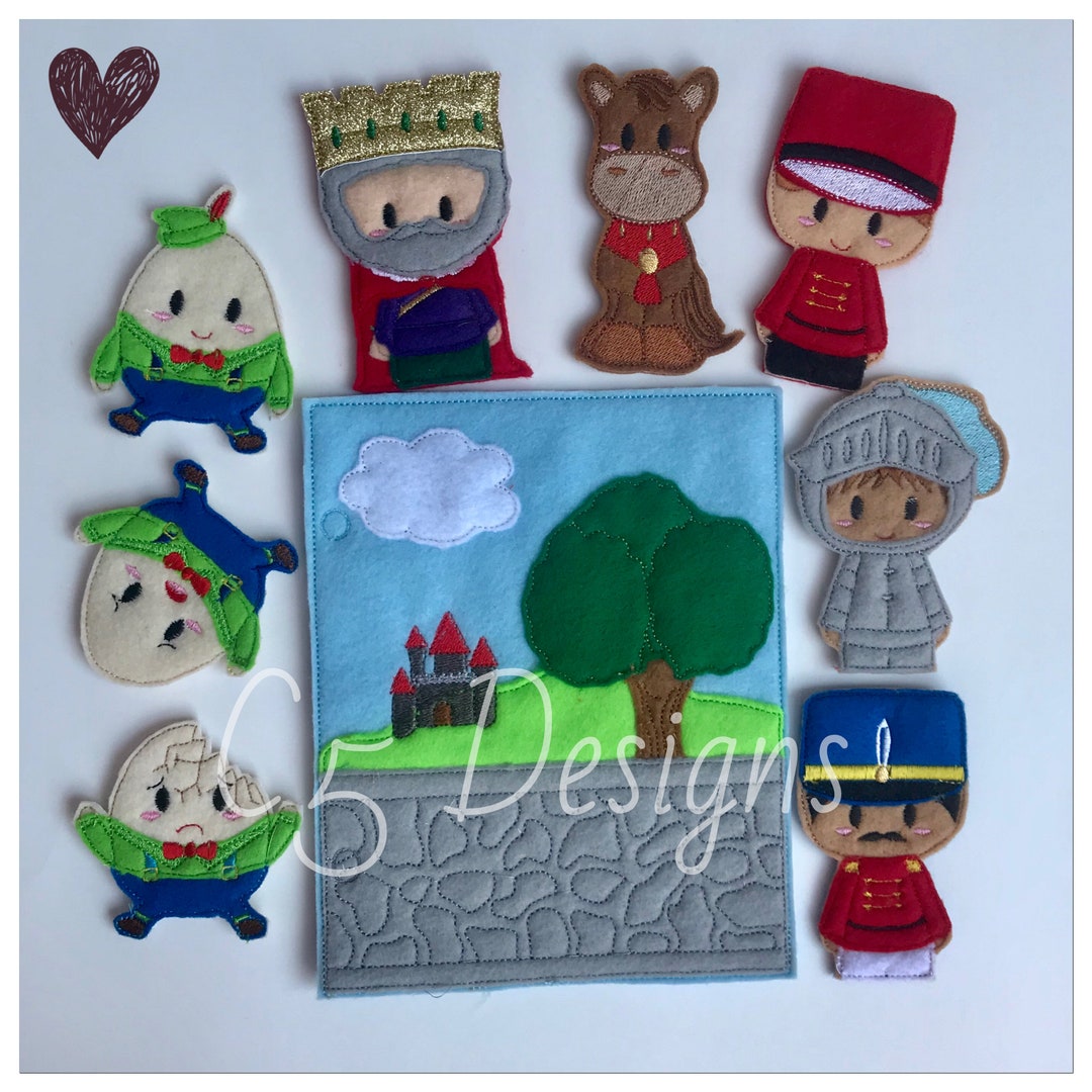 ITH Digital Embroidery Design - Humpty Dumpty Finger Puppet Set - 4X4 ...